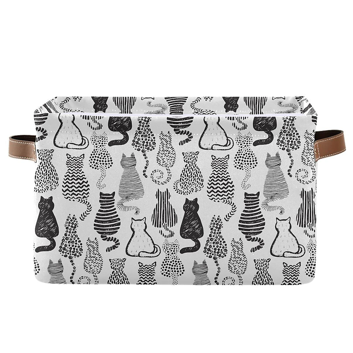 DEHOZO Storage Basket Bins, Abstract Cat Kitten Collapsible Storage Cubes Organizer with Handles, Closet Shelves Clothes Storage Box Toys Organizer for Bedroom Living Room, 1pc