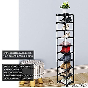 ZQWSYU 10 Tier Narrow Shoe Racks for Closets Durable Enterway Organizer Shoe Shelf Tall Shoe Stand, Metal