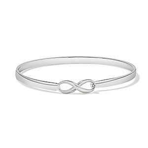 Engravable Sterling Silver Infinity Bangle Bracelet, 7 inches - Infinity Jewelry - Personalized Bracelet for Women - Couples Bracelet - Gift for Girlfriend - Birthday Gift for Wife - Gifts for Mom