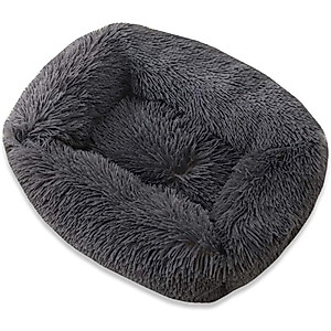 Bed Dark Gray Plush Square Beds for Small Medium Large Dogs Super Soft Winter Warm Sleeping Mats for Cats 1Pcs Xs