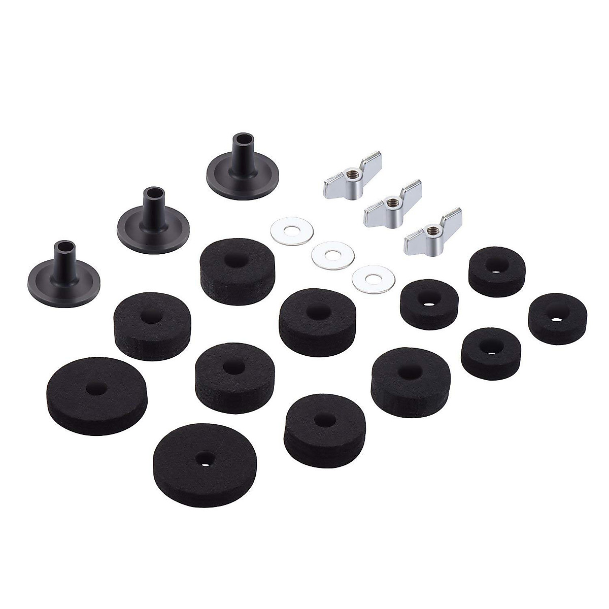 (21 Pieces) Cymbal Replacement Accessories, Cymbal Felts Hi-Hat Clutch Felt Hi Hat Cup, Felt Cymbal Sleeves with Base Wing Nuts, Washer, Sleeves and Base Wing Nuts Replacement for Drum Set