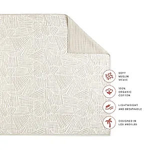 babyletto 100% Organic Cotton Quilt, GOTS-Certified, 3-Layers of Ultra-Soft and Breathable Muslin - Oat Stripe