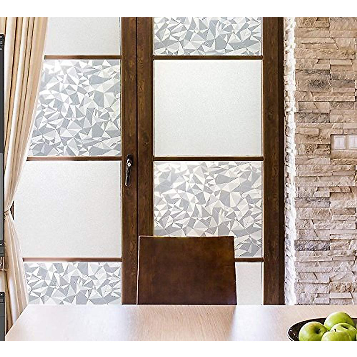 Niviy Decorative Window Privacy Film Non Adhesive Stained Glass Window Film for Bathroom Home Kitchen Office 17.5'' x 78.5''