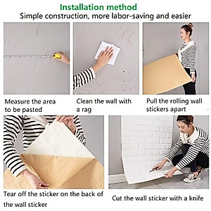 White Brick Wallpaper Peel and Stick Textured 3D Brick Wallpaper 27.6" x 196.9" Faux Brick Contact Paper Self-Adhesive Waterproof 3D Wall Paper Removable Vinyl Brick Backsplash, 37.67 Sq Ft Coverage