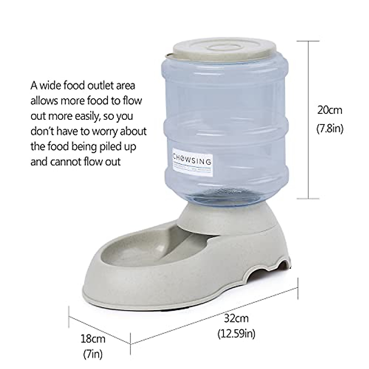 Nourse CHOWSING Automatic Cat Feeders and Waterer Dispenser 1 Gallon Capacity in Sets Gravity Replenishes Food and Water Suitable for Pets Such as Cats and Dogs