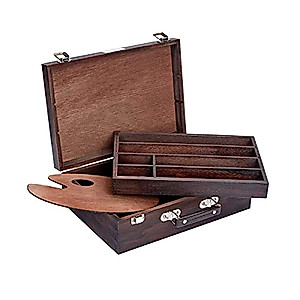 KINGART Studio Wood Art Storage Box, 2-Tier Case with 10 Dividers, Espresso Finish