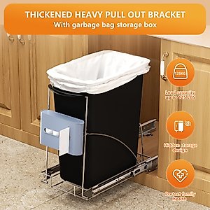 Pull Out Trash Can Under Cabinet with Garbage Bag Holder，Heavy Duty Under Sink Garbage Can Pull Out Kit-Up to 125 lb，Fit for 7–13 Gallon Cans ，Chrome (Trash Can Not Included)