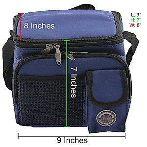 Transworld Durable Deluxe Insulated Lunch Cooler Bag (Many Colors and Size Available) (9" x 7" x 8", Navy)