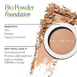 Well People Bio Powder Foundation, Lightweight & Hydrating Foundation For Perfecting & Smoothing Skin, Semi-Matte Finish, Vegan & Cruelty-free, 3W