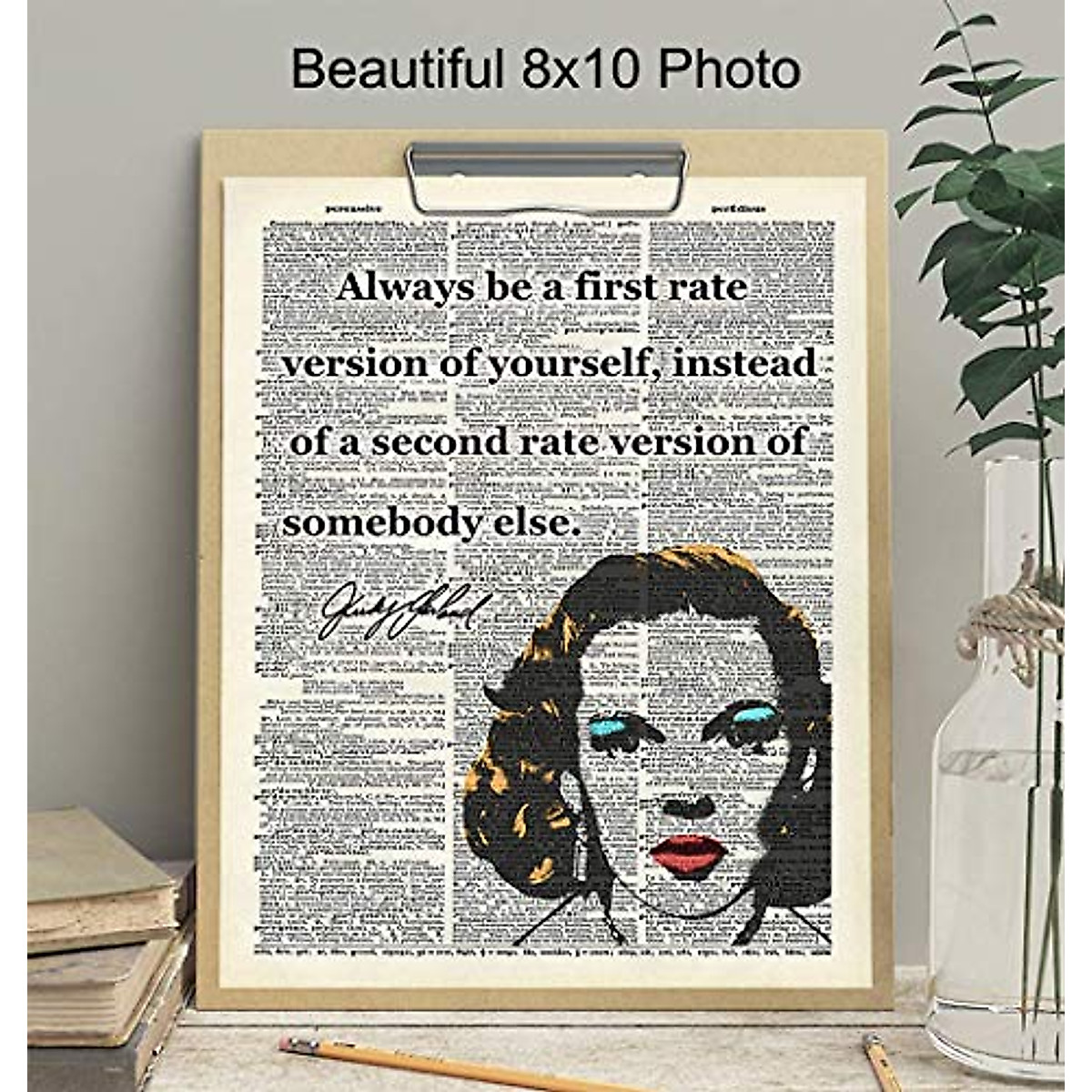 Judy Garland Inspirational Quote Upcycled Dictionary Wall Art Poster Print - Great Motivational Gift for Women, Wizard of Oz Fans - Contemporary Modern Pop Art Home and Office Decor, 8x10 Photo