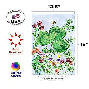 Toland Home Garden 110014 Clover & Bee St Patricks Day Flag 12x18 Inch Double Sided St Patricks Day Garden Flag for Outdoor House St Pats Flag Yard Decoration