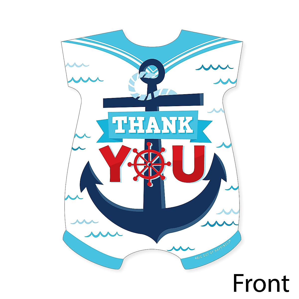 Big Dot of Happiness Ahoy It’s a Boy - Shaped Thank You Cards - Nautical Baby Shower Thank You Note Cards with Envelopes - Set of 12