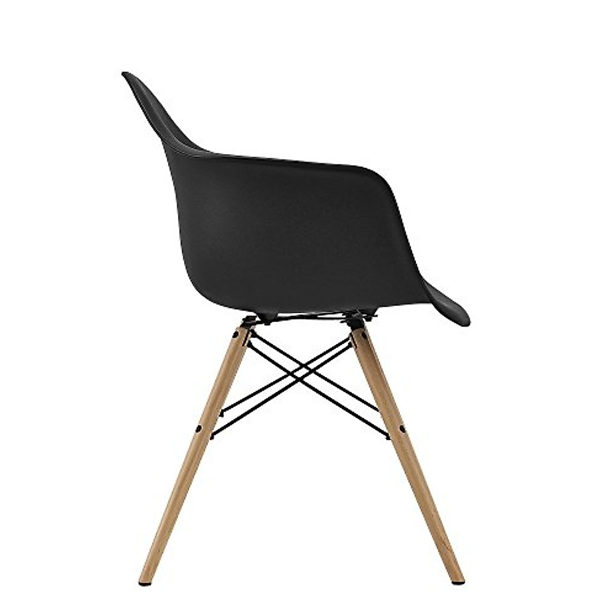 DHP C013701 Mid Century Modern Chair with Molded Arms and Wood Legs, Black