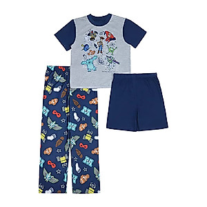 Disney Boys' Little 3-Piece Loose-fit Pajama Set, Soft & Cute for Kids, Pixar Fun 3, 4