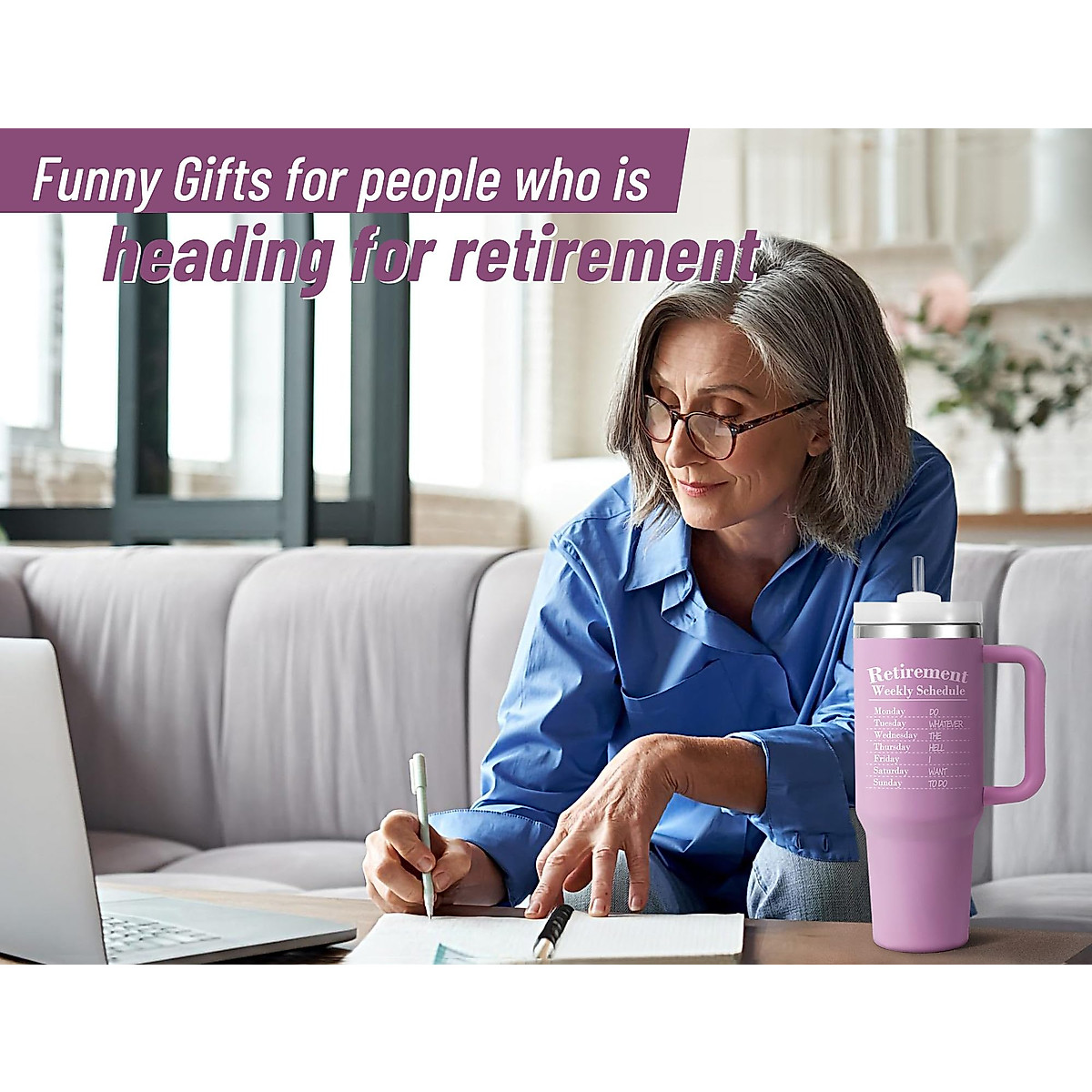 DLOCCOLD Retirement Gifts For Women 2025, Retirement Weekly Schedule, Funny Retirement Gifts for Men, Retired People, Coworkers, Friends, 40oz Tumbler, Hot Pink