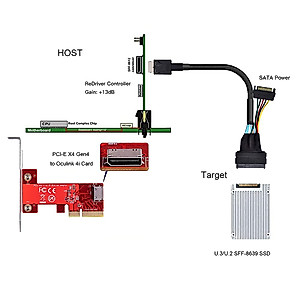 Xiwai Oculink SFF-8611 to U.2 U.3 SFF-8639 NVME PCIe PCI-Express SSD Cable for Mainboard SSD
