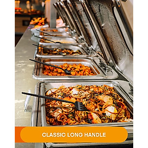 EUIRIO 5PCS Large Serving Utensils Set, Matte Black Hostess Flatware Serving Utensils, Heavy Duty Stainless Steel Serving Spoon, Slotted Spoon, Serving Fork, Sugar Spoon&Butter Knife, Dishwasher Safe