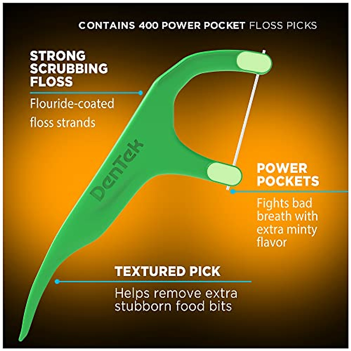 DenTek Fresh Breath Floss Picks, Mint Flavor, 400 Floss Picks