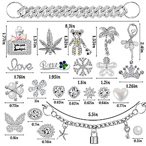 30Pcs Bling Designer Croc Charms for Women Girls Shoe Charms for Croc Crystal Jewelry Diamond Shoe Decoration Charms Pearl Gems Rhinestone Luxury Clog Accessories Croc Charms