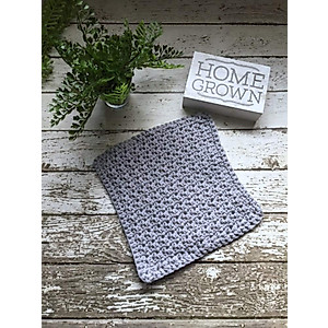 Handmade Dish Cloths Pewter Grey Gray Wash Cloths Crochet Cotton Kitchen Dishcloths Set of 3