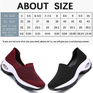 Dimleen Womens Mesh Walking Shoe Slip-on Air Cushion Orthotic Sneaker Lightweight Breathable Plantar Fasciitis Platform Nurse Loafers (Full Black,7,Women,7)