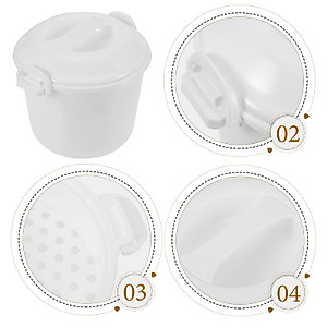 Cabilock Small Rice Cooker Microwave Rice Cooker Rice Steamer: 3L Round Microwave Food Container Microwaveable Rice Pasta Cooker Includes Microwave Rice Steamer for Kitchen Cooking White