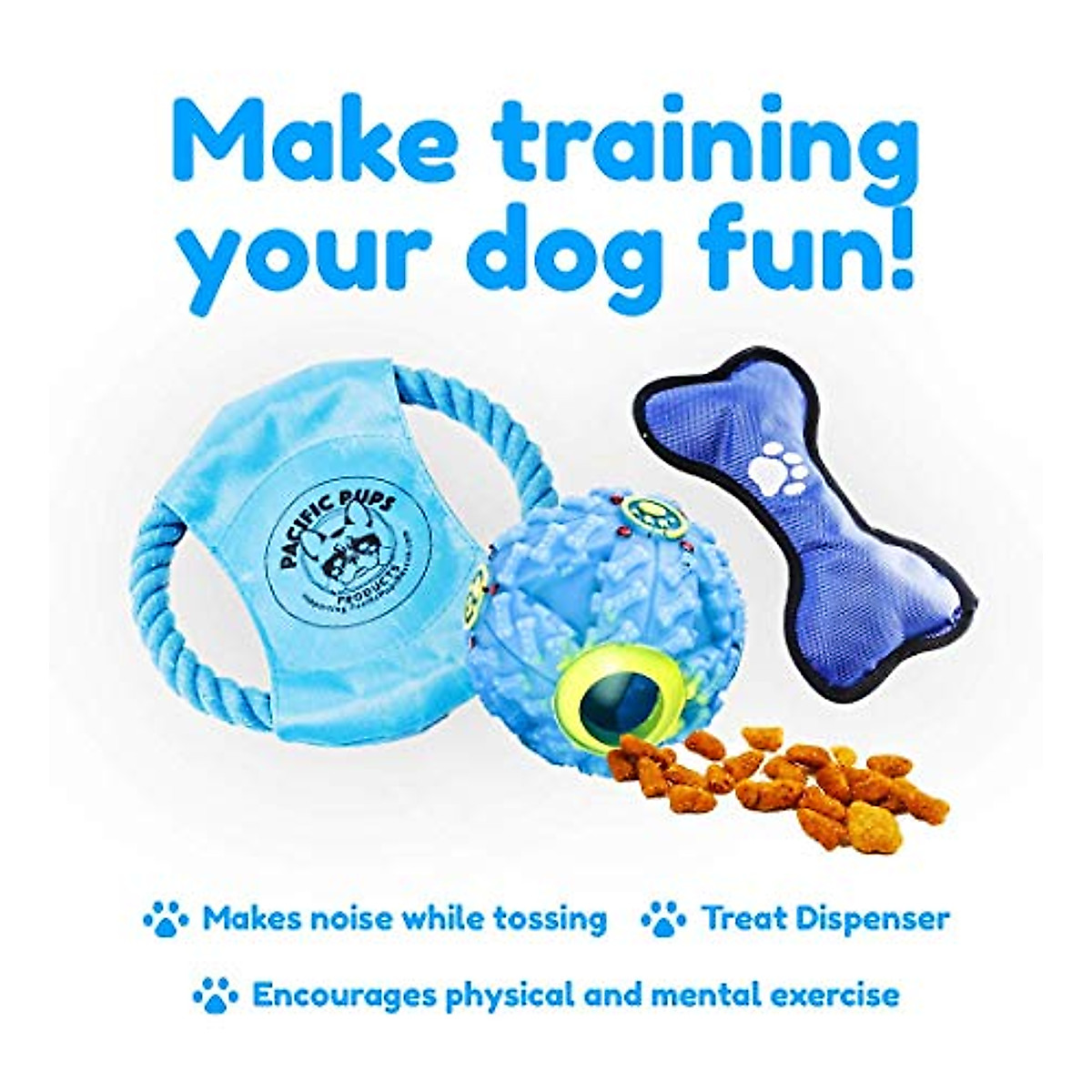 Pacific Pups Products for Dogs 18 Piece Dog Toy Set with Dog Chew Toys, Rope Toys for Dogs, Plush Dog Toys and Dog Treat Dispenser Ball - Supports Non-Profit Dog Rescue