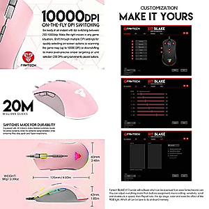 Fantech P31SE Pink Gaming Keyboard and Mouse and Large Mouse Pad Combo, Wired RGB Backlit Mechanical Keyboard with Wrist Rest and RGB Gaming Mouse and Desk Pad(31.5×12in) Bundle, Blue Switch (Clicky)