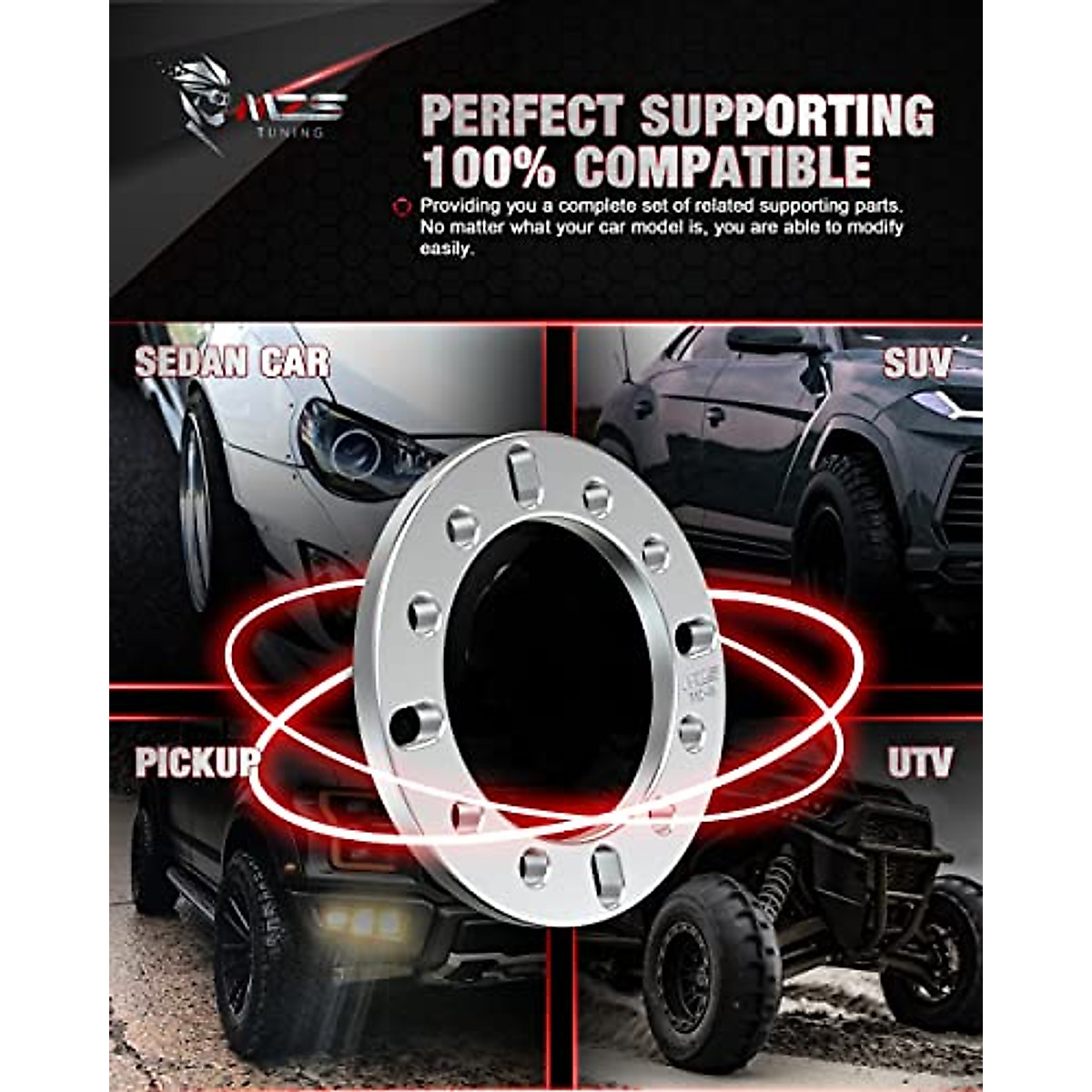 MZS Wheel Spacers, 1/2" Thick 4x137 4x156 ATV UTV Flat Wheel Accessories Parts fit 4 lug SxS 4x4 Off-Road Vehicles with Hub Bore 115mm