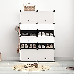 Aeitc Shoe Rack Organizer Shoe Organizer Shoe Storage Cabinet Narrow Standing Stackable Space Saver Shoe Rack (32 pairs, White)