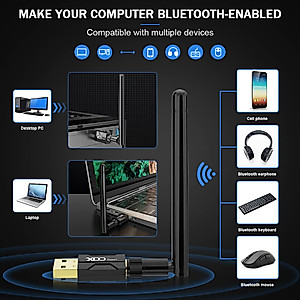 Long Range Bluetooth Adapter for PC, XDO Class 1 USB Adapter 5.1+EDR, 328FT/100M Wireless Transfer Transmitter Receiver for Bluetooth Mouse Keyboard Speakers Headphones Support Win11/10/8/7