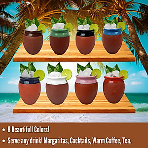 Cantaritos De Barro Mexicanos Jarritos Set Of Two Glazed 13.5 Oz Clay Cups Tequila Gifts Margarita Glasses Fiesta Taco Tuesday Fun Colors 5 de Mayo