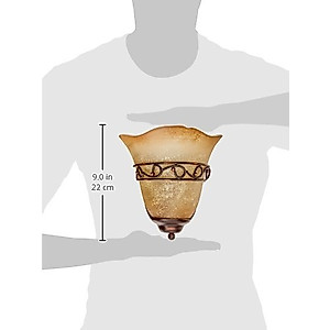 Lite Source LS-16885 Rosina Wall Sconce Lite with Light Amber Glass Shade, Bronze Finish