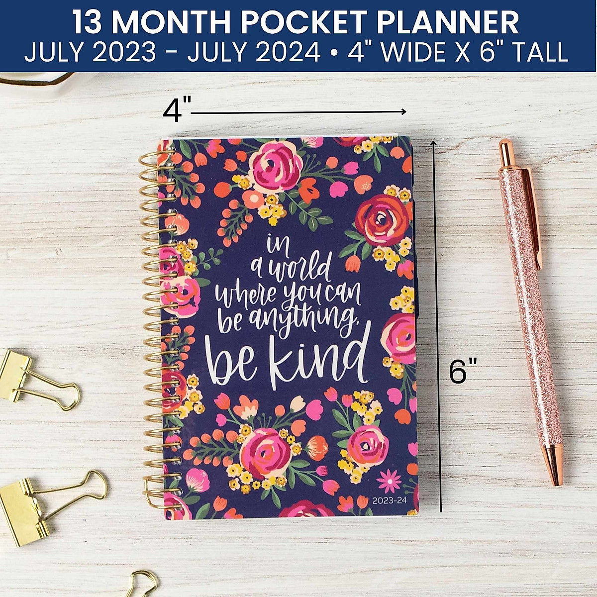 bloom daily planners 2023-2024 Academic Year Day Planner (July 2023 - July 2024) - 5.5” x 8.25” - Weekly/Monthly Agenda Organizer Book with Stickers & Bookmark - Be Kind