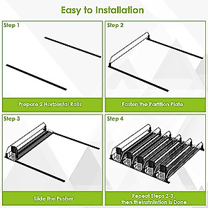 Soda Can Dispenser for Refrigerator,Self-Pushing Drink Organizer for Fridge, Width Adjustable Fridge Organization, Beer Pop Can Water Bottle Drink Dispenser for Fridge (5 Rows)