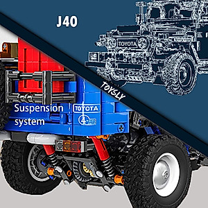 TOYSLY Off-Road Pickup J40 Land Cruiser MOC Technique Building Blocks and Engineering Toy, Adult Collectible Model Cars Kits to Build, 1:12 Scale Truck Model (2101 Pieces)