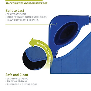 Pearington Stackable Standard Naptime Cot, Blue (Set of 5)