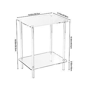 KSacry Small Acrylic Side Table for Small Spaces, 3 Tier Clear Side Table,Small Nightstand/Bedside Table/End Table for Living Room, Bedroom, Bathroom,15.75" L x 11.81" W x 20" H