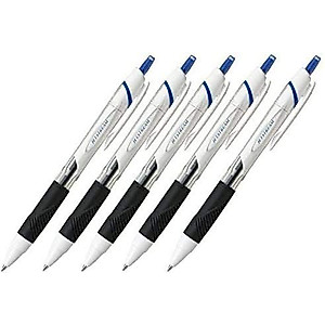 Uni-Ball Jetstream Extra Fine Point Retractable Roller Ball Pens,-Rubber Grip Type -0.5mm-Blue Ink-Value Set of 5 (with Our Shop Original Product Description)