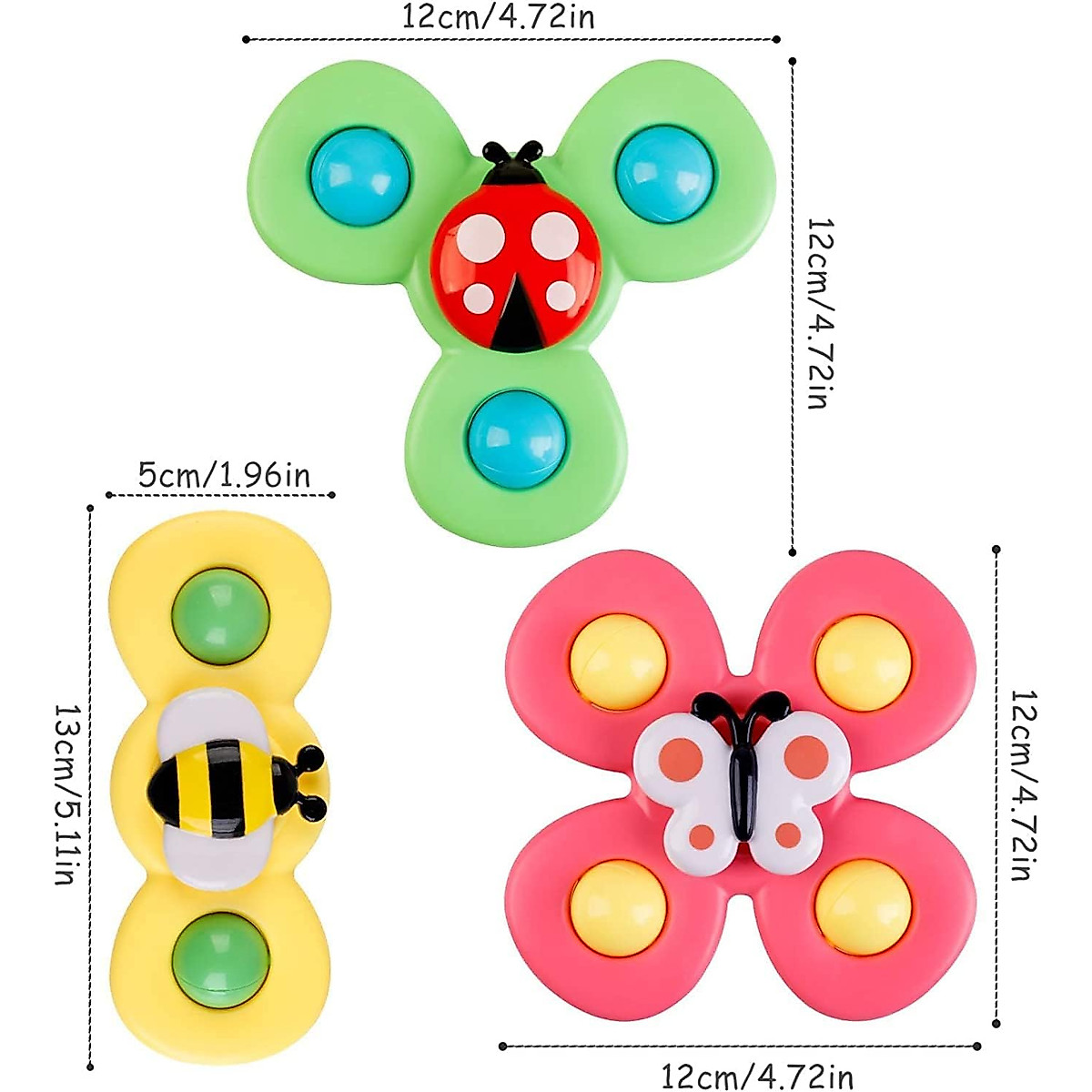 B bangcool 3PCS Spinner Toys Butterfly Cartoon Spinning Suction Toys Suction Cup Spinning Top Toy Spinner Toys Baby Bath Toy