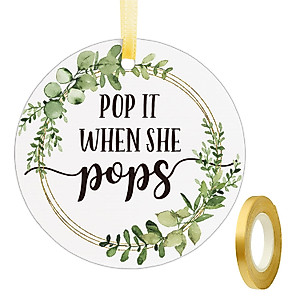 Pop It When She Pops Bottle Tags, Champagne Baby Shower Favor Tags, Set of 50 with Golden Ribbon