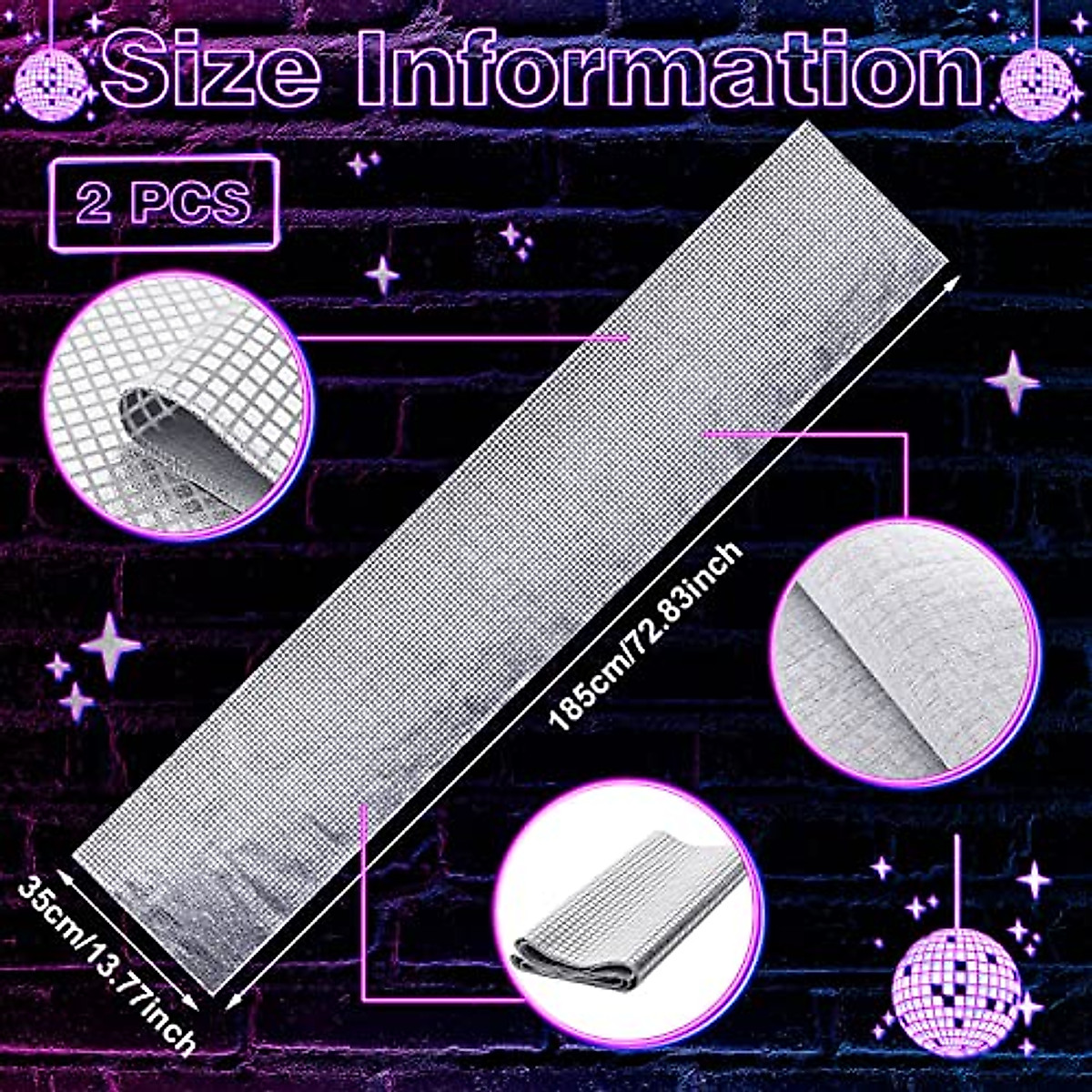 2 Pcs 14 x 72 Inches Glitter Disco Party Table Runner 70s Disco Party Table Cover 70s Birthday Party Supplies The 70s Dance Party Disco Theme Party 80s Hip Hop Party Decoration and Supplies for Table