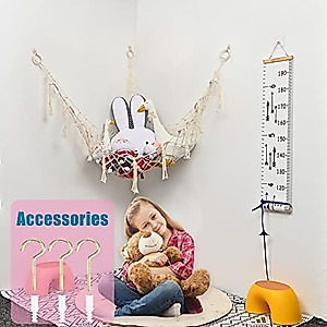 ASunine Stuffed Animal Hammock Large, Stuffed Animal Toy Hammock Net Hanging, Corner Hanging Netting Storage Organizer for Stuffed Animal Toy(White)