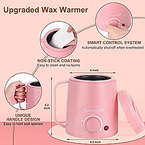 Waxing kit for women - Yovanpur Mini Waxing Kit Wax Warmer for Hair Removal, Portable Hard Wax Kit with 14oz Hard Wax Beads, Brazilian Bikini Wax Kit for Face Armpit Eyebrow at Home