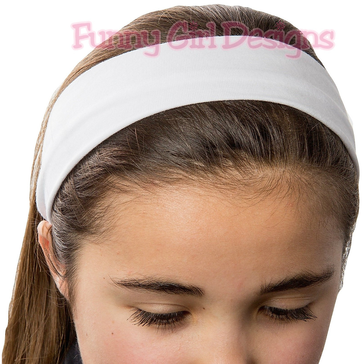 1 DOZEN 2 Inch Wide Cotton Stretch Headbands (Official Funny Girl White)
