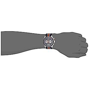 SEIKO SSB403 Watch for Men - Essentials Collection - Quartz Chronograph, Tachymeter, Gray Dial with Metallic and Orange Accents, Racing Stripe Strap, and Water-Resistant to 100m