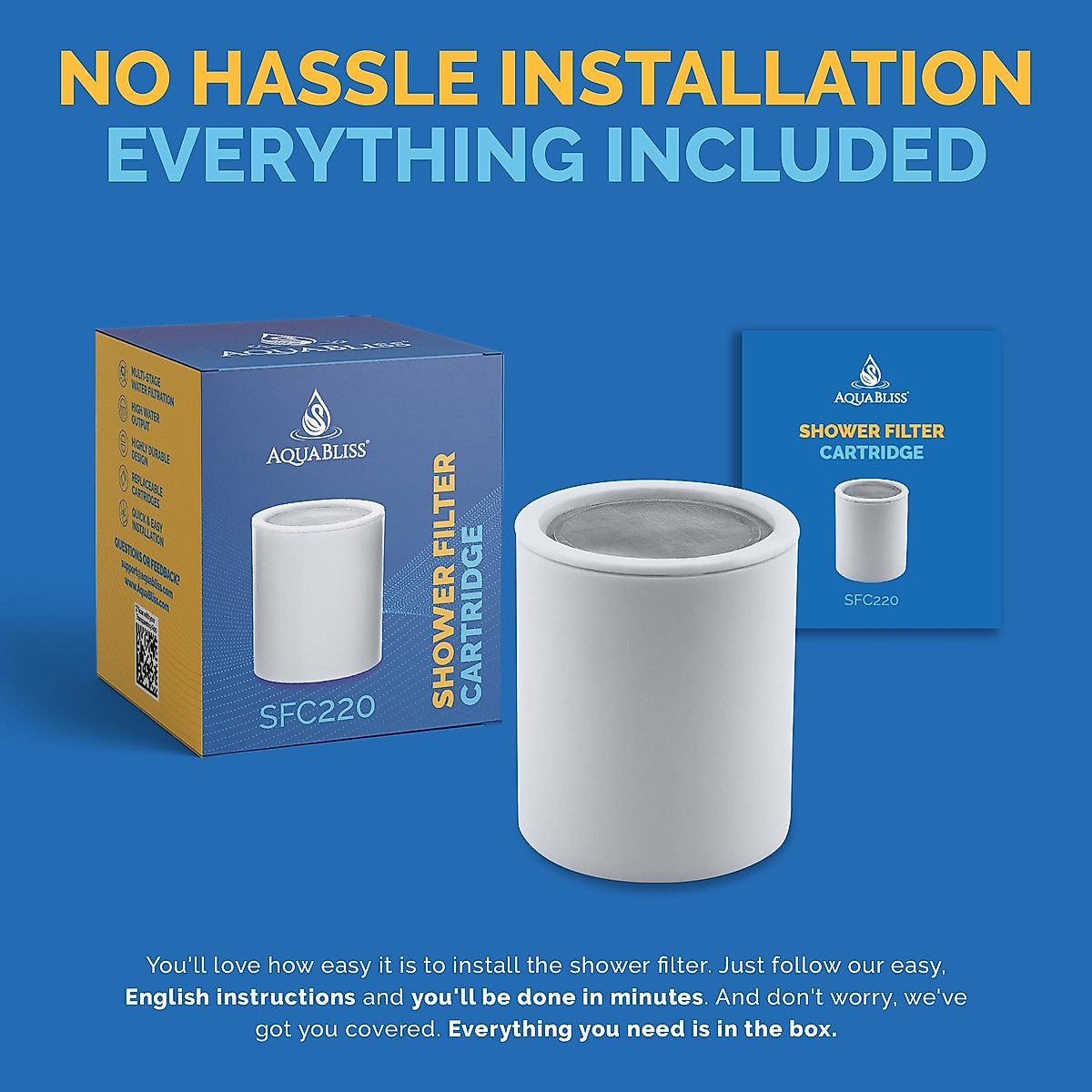 AquaBliss Replacement Multi-Stage Shower Filter Cartridge - Longest Lasting High Output Universal Shower Filter Blocks Chlorine & Toxins in SF220 AquaHomeGroup CaptainEco (SFC220)