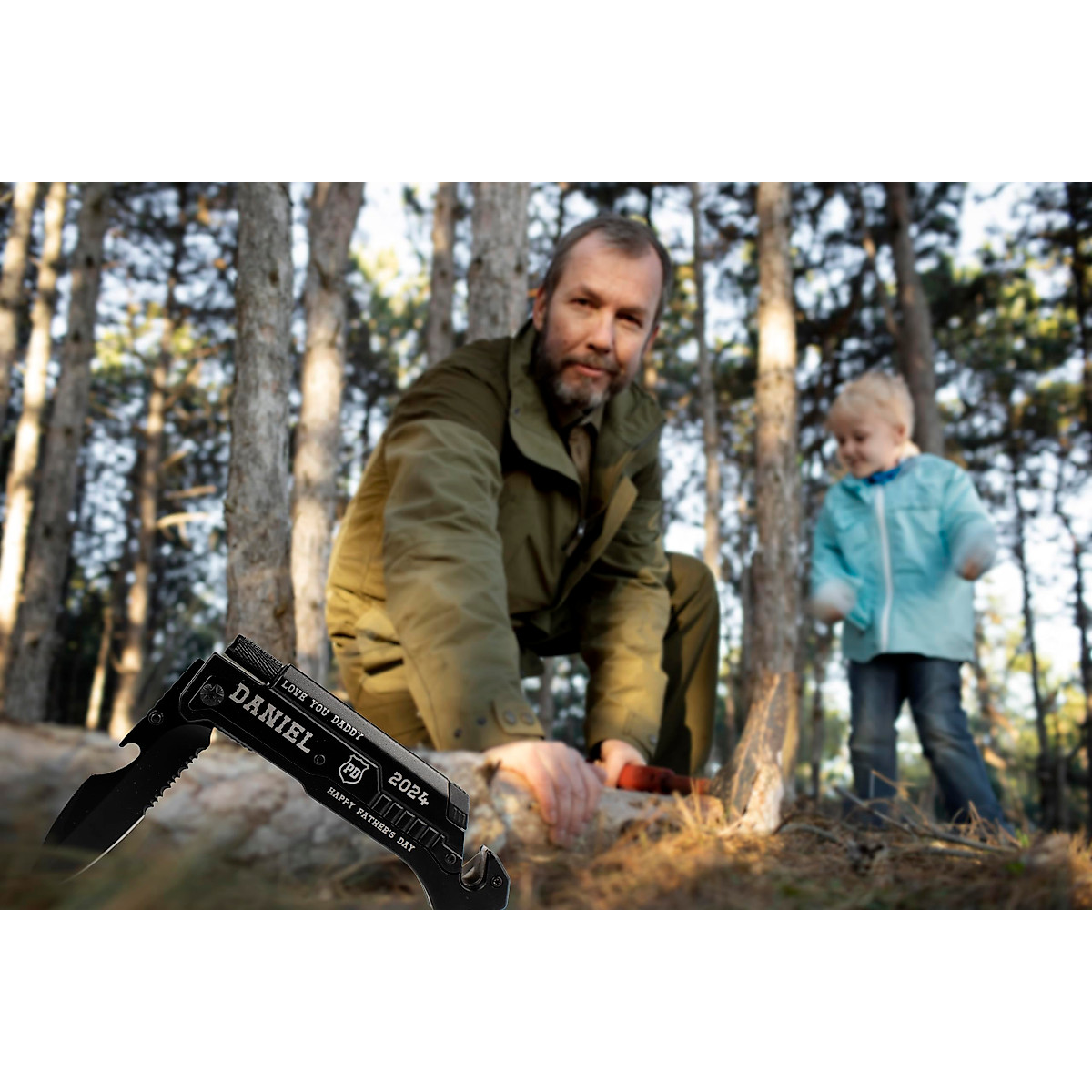 Home and Plan Personalized Engraved Pocket Knife for Dad, Black - Custom Pocket Knives as Father's Day Gift for Dad with Velvet Pouch