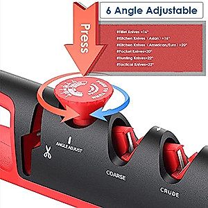 4 in 1 Manual Knife Sharpener for Kitchen Knives & Scissors - Adjustable Sharpening Tool with Tungsten Steel Diamond Ceramic Slot Helps Restore Knife or Shears Blades Women's Day Presents