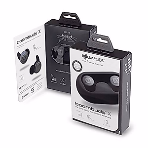 BoomPods Boombuds X True Wireless - Bluetooth Earbuds IPX 6 Water Resistant/Sweatproof Ergofit, Portable Magnetic Charging Case, Best Sports Earphones